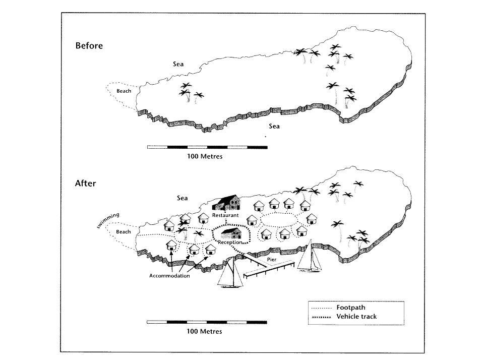 The two maps below show an island, before and after the construction of ... The two maps below show an island, before and after the construction of ...